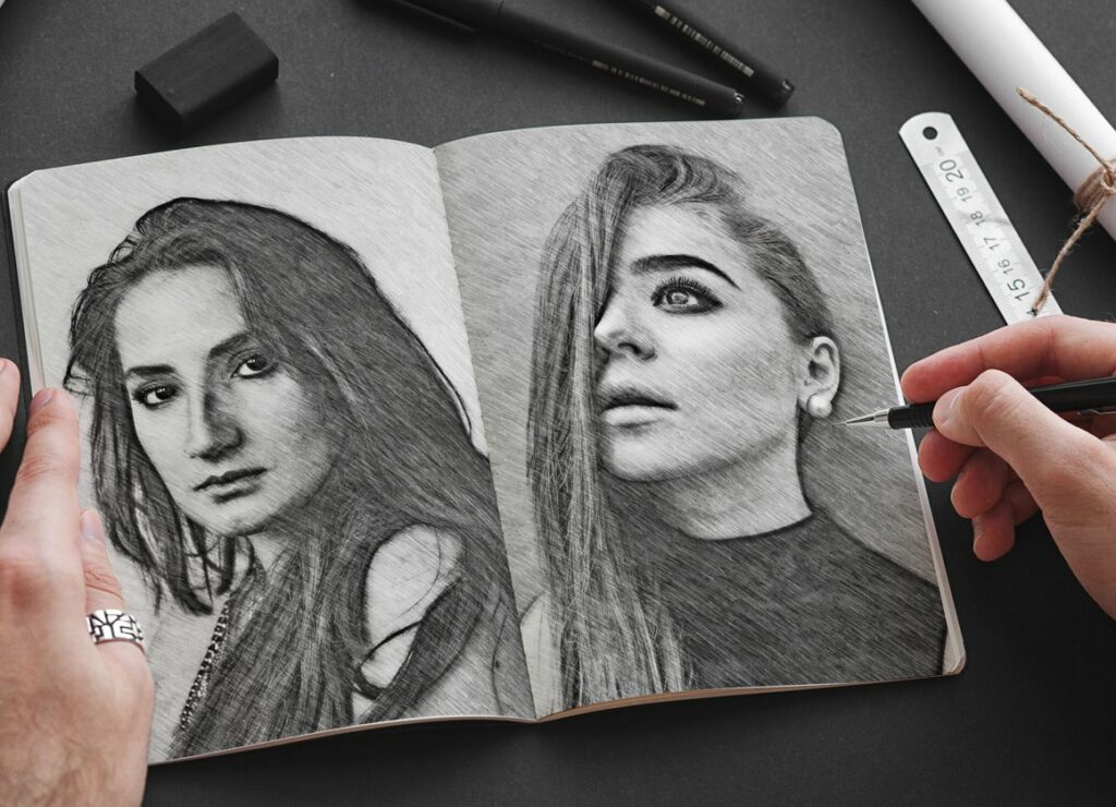 Pencil Sketch Portrait PS Action – MasterBundles