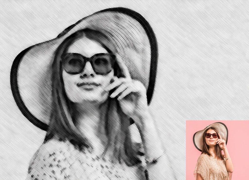 Pencil Sketch Portrait PS Action – MasterBundles