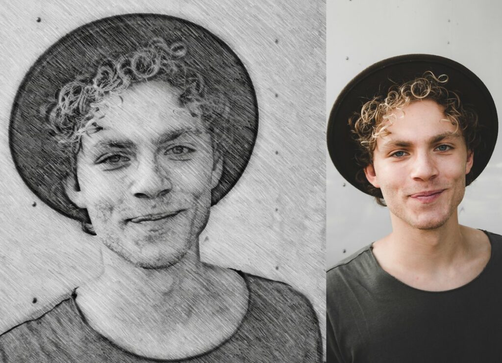 Pencil Sketch Portrait PS Action – MasterBundles