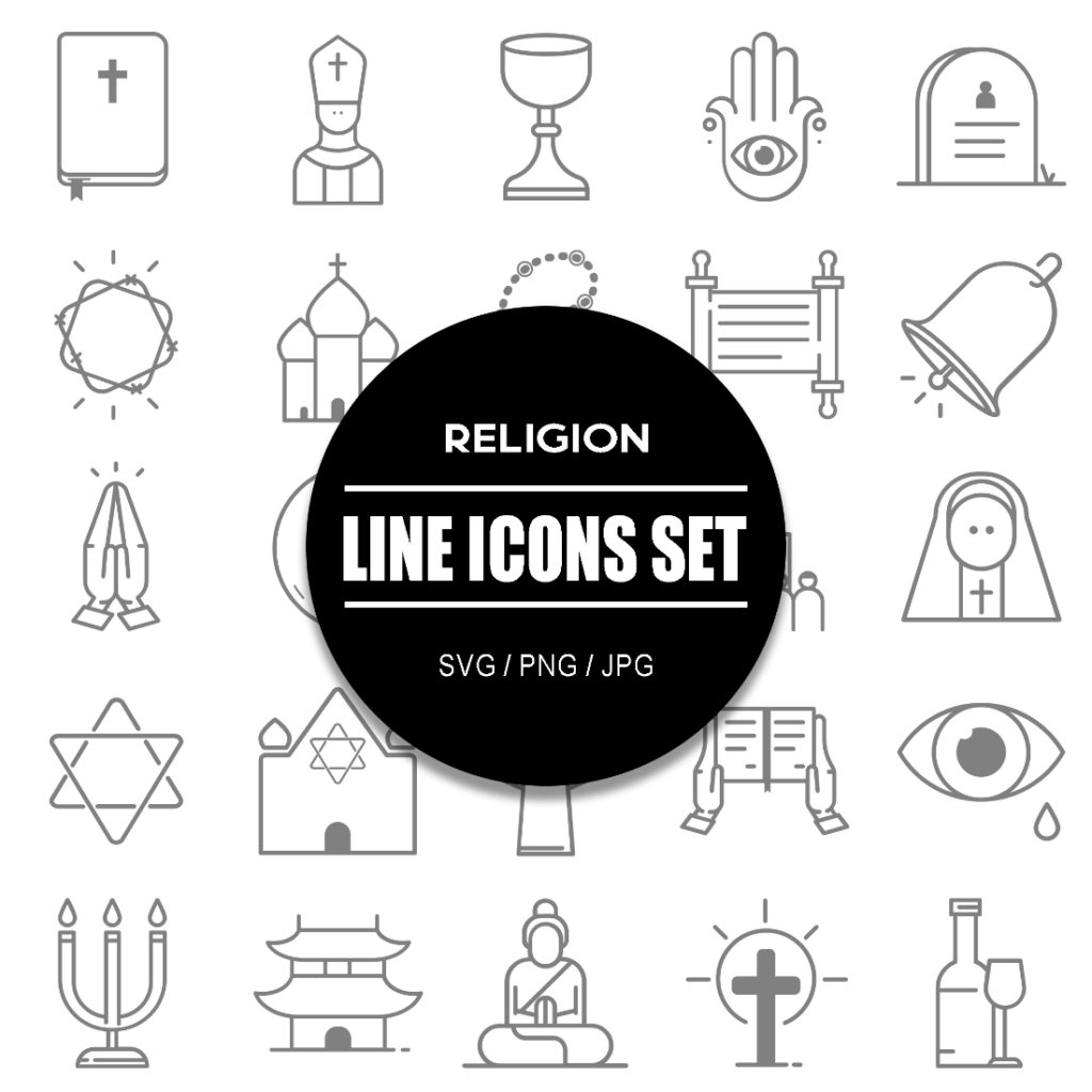 Religion Line Icon Set - MasterBundles