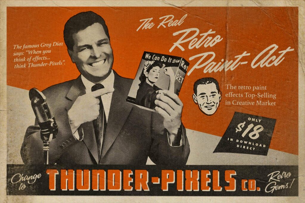 Retro Paint-Act - PS Action + Kit – MasterBundles
