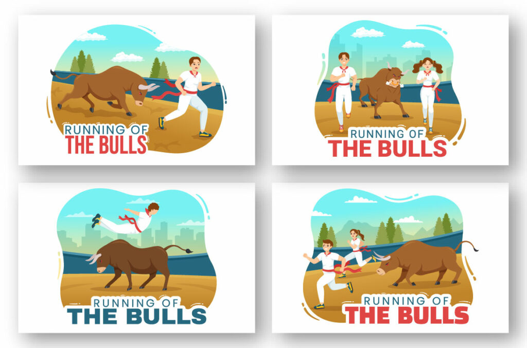 10 Running of the Bulls Illustration - MasterBundles