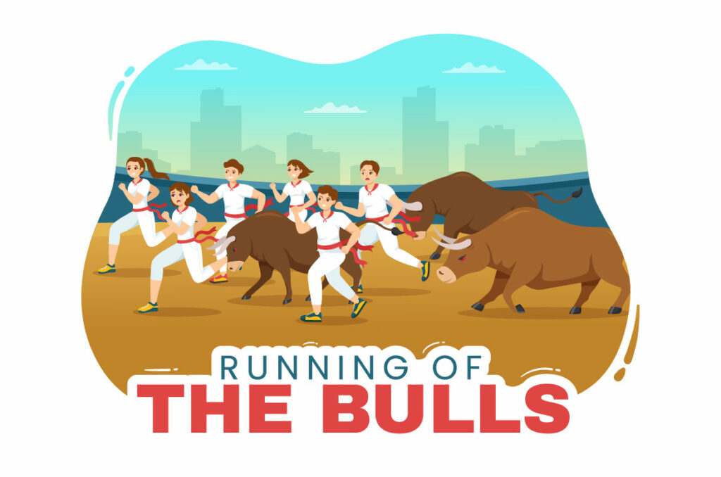 10 Running of the Bulls Illustration - MasterBundles