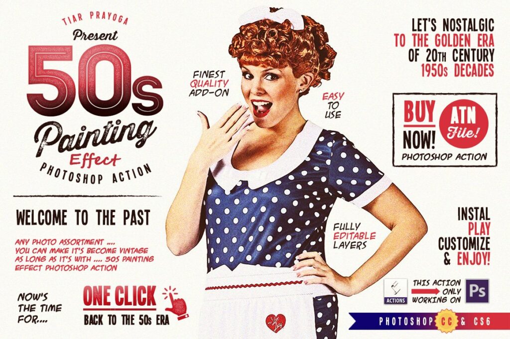 50s Painting Effect Photoshop Action – MasterBundles