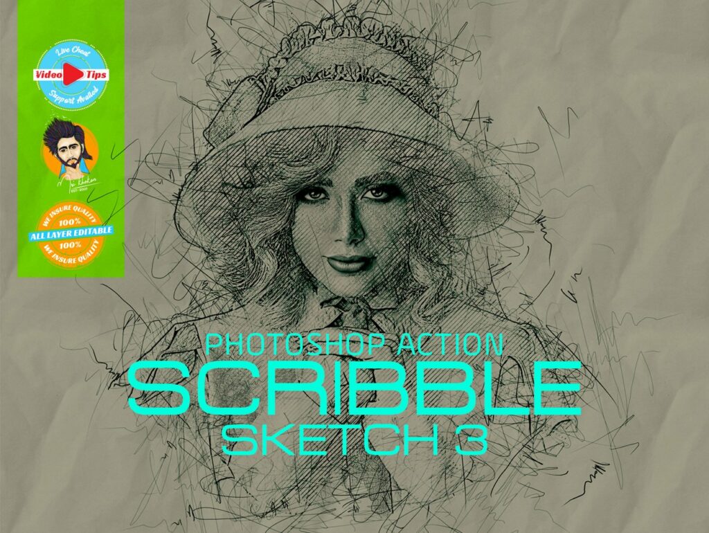 Scribble Sketch Photoshop Action – MasterBundles