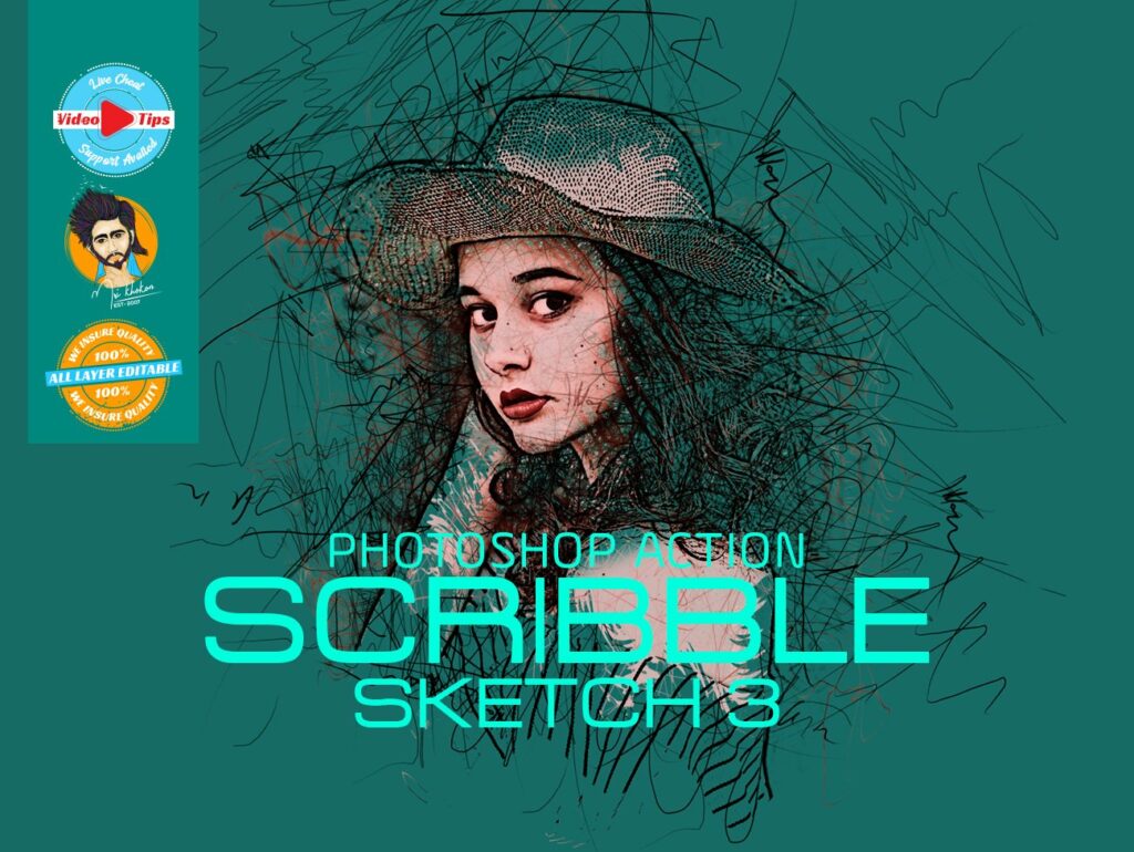 Scribble Sketch Photoshop Action – MasterBundles
