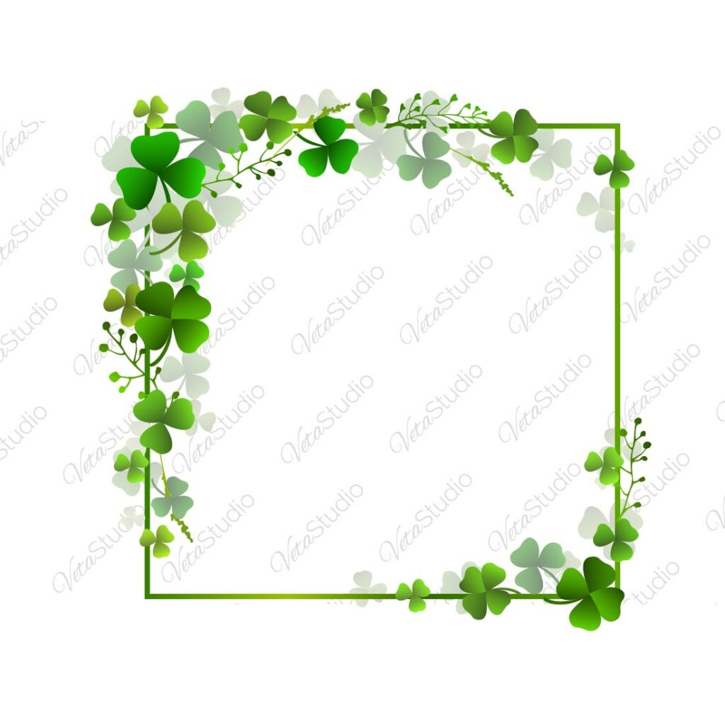 Square Frame With Clover Leaves -Only 6$ - MasterBundles