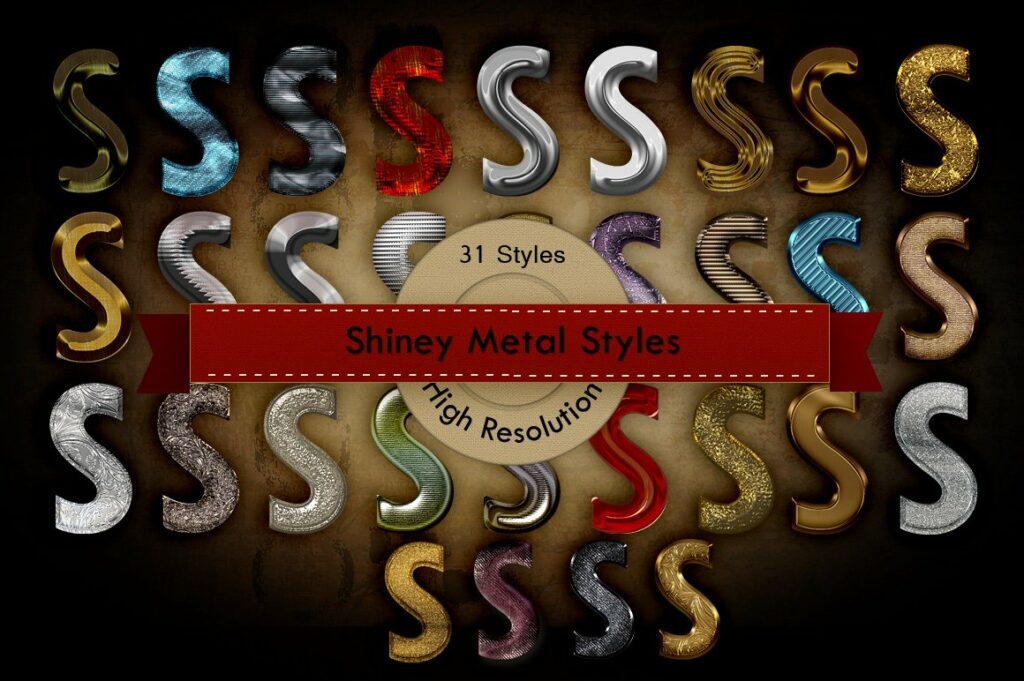 Shiny Metals Photoshop Styles – MasterBundles