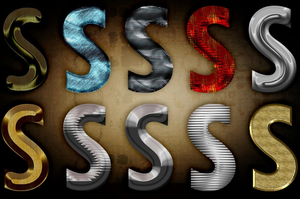 Shiny Metals Photoshop Styles – MasterBundles