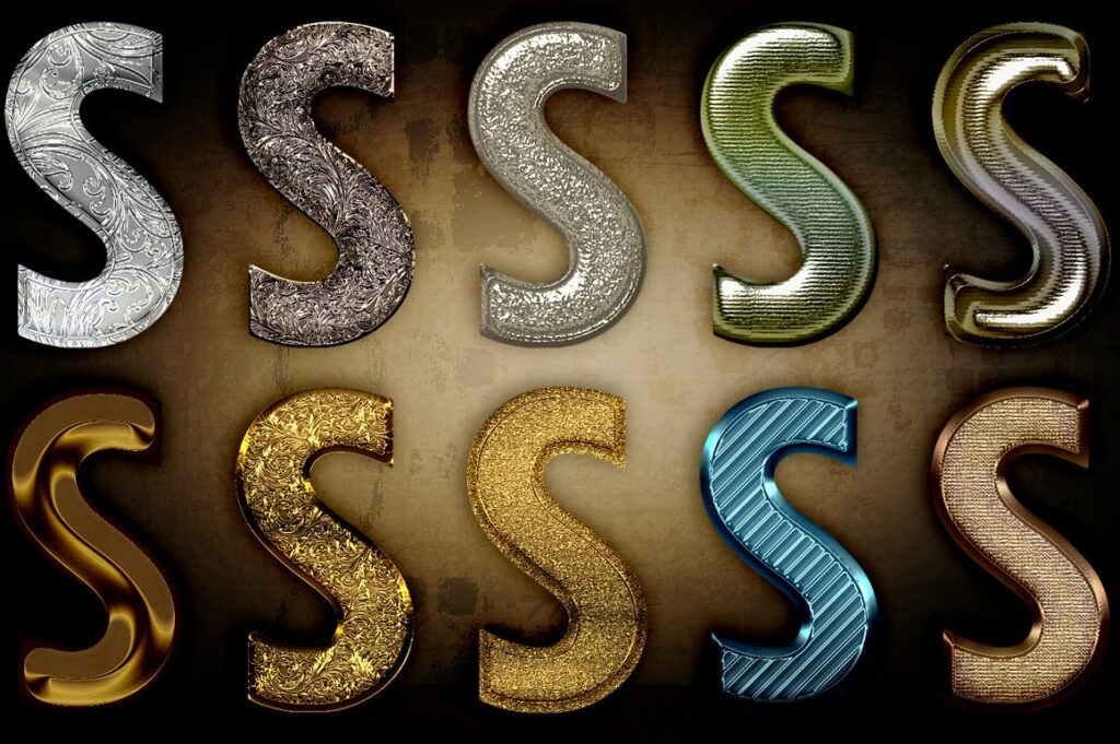Shiny Metals Photoshop Styles – MasterBundles