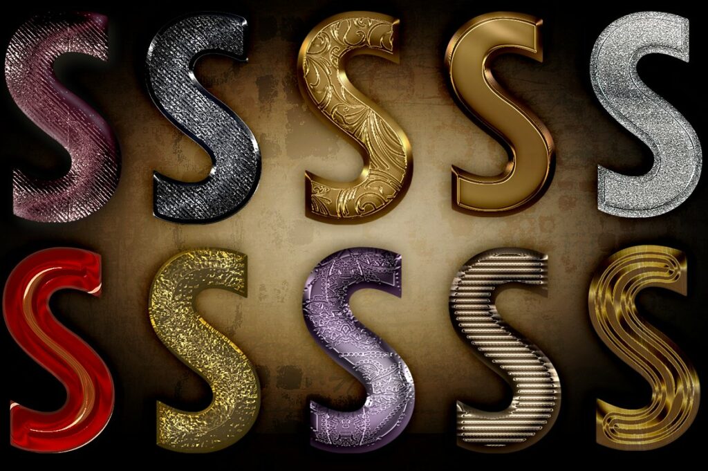 Shiny Metals Photoshop Styles – MasterBundles