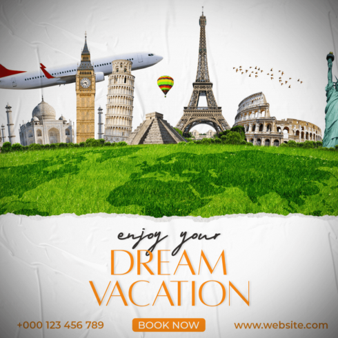 Social Media Travel Carousel Post Design | Sticky Paper Texture Design ...