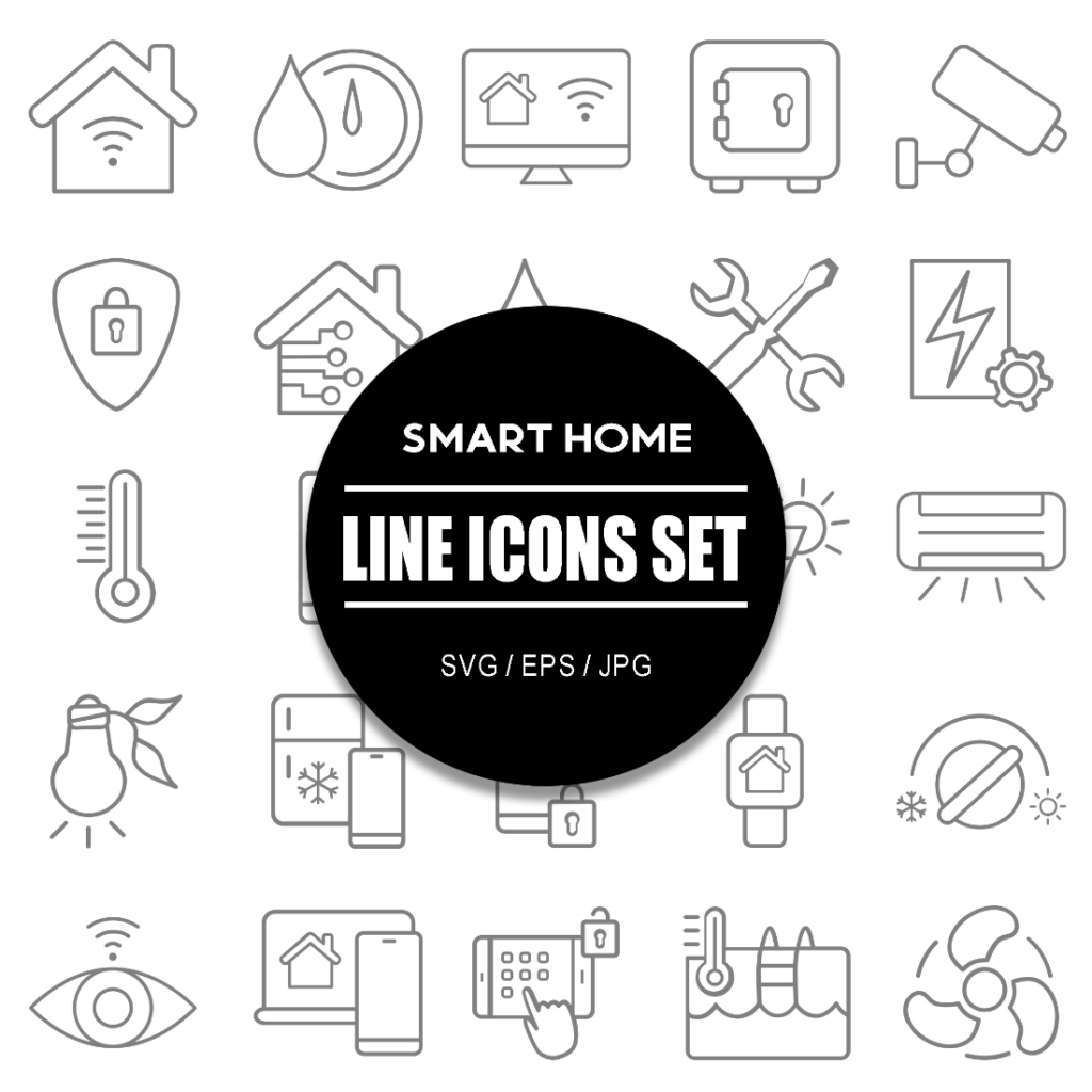 Smart Home Line Icon Set - MasterBundles