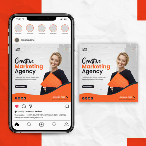 Creative Digital Marketing Social Media Post Template - MasterBundles