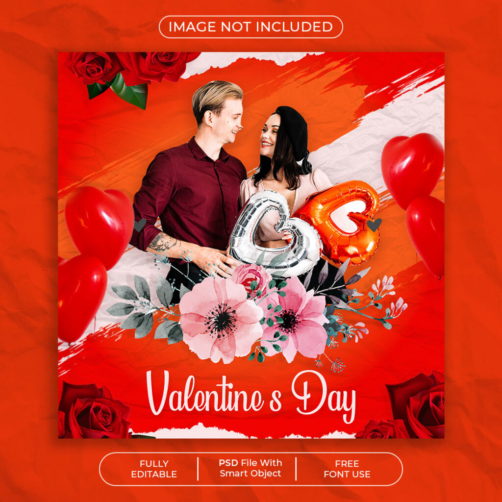 Happy Valentine Day Social Media Post Template - MasterBundles