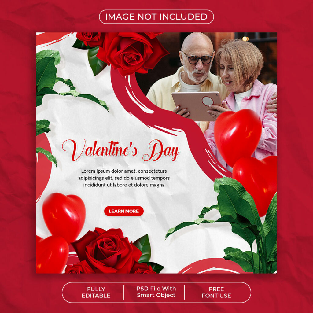 Happy Valentine Day Social Media Post Template - MasterBundles
