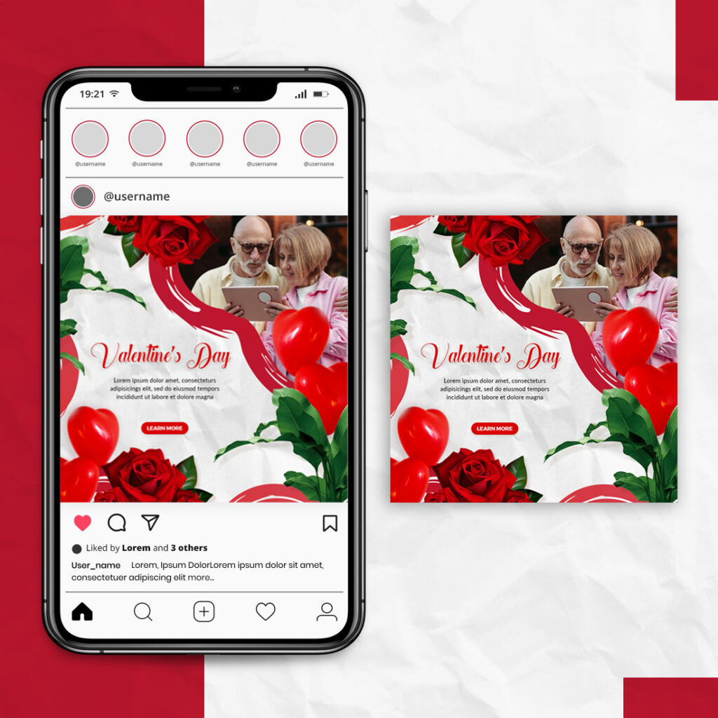 Happy Valentine Day Social Media Post Template - MasterBundles