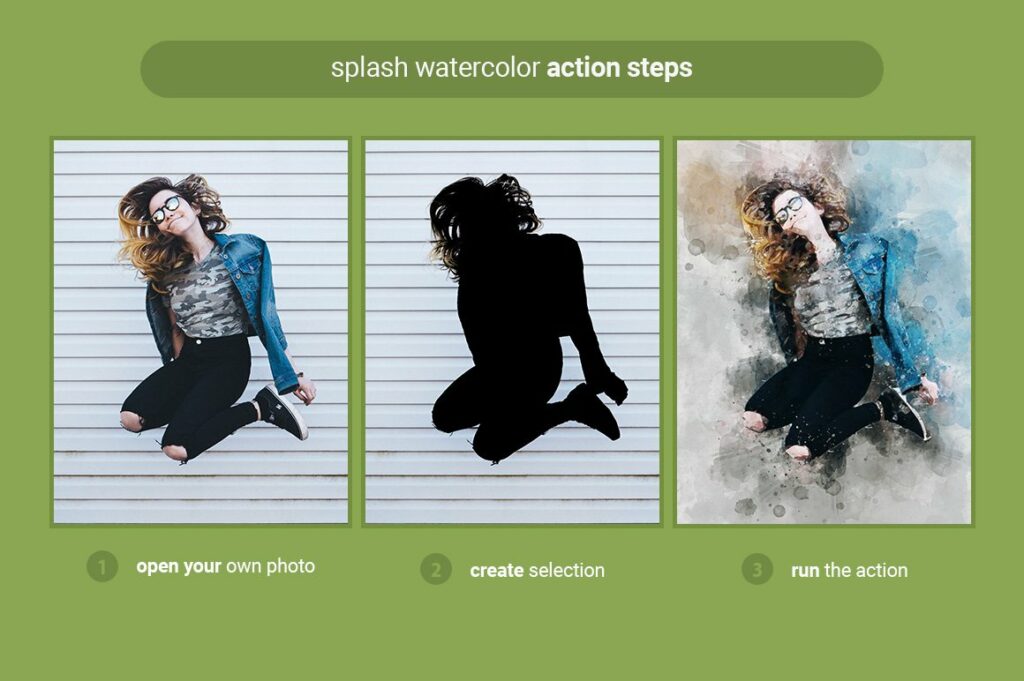 Splash Watercolor Photoshop Action – MasterBundles