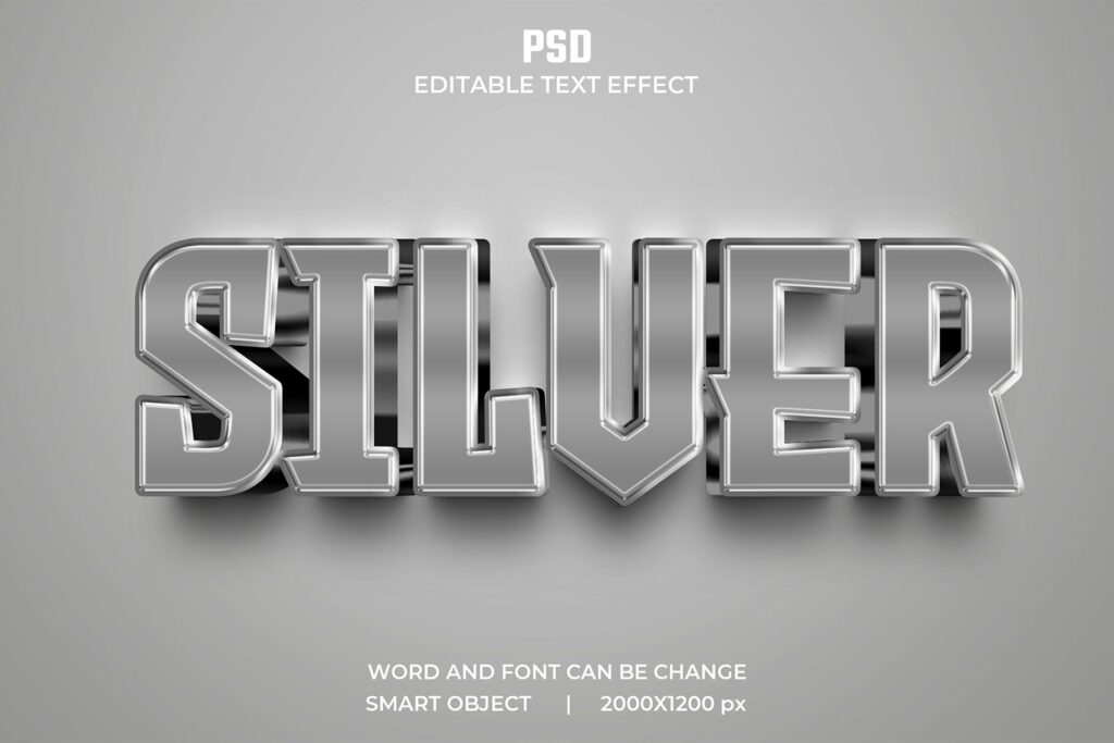 Silver 3d Editable Psd Text Effect – MasterBundles