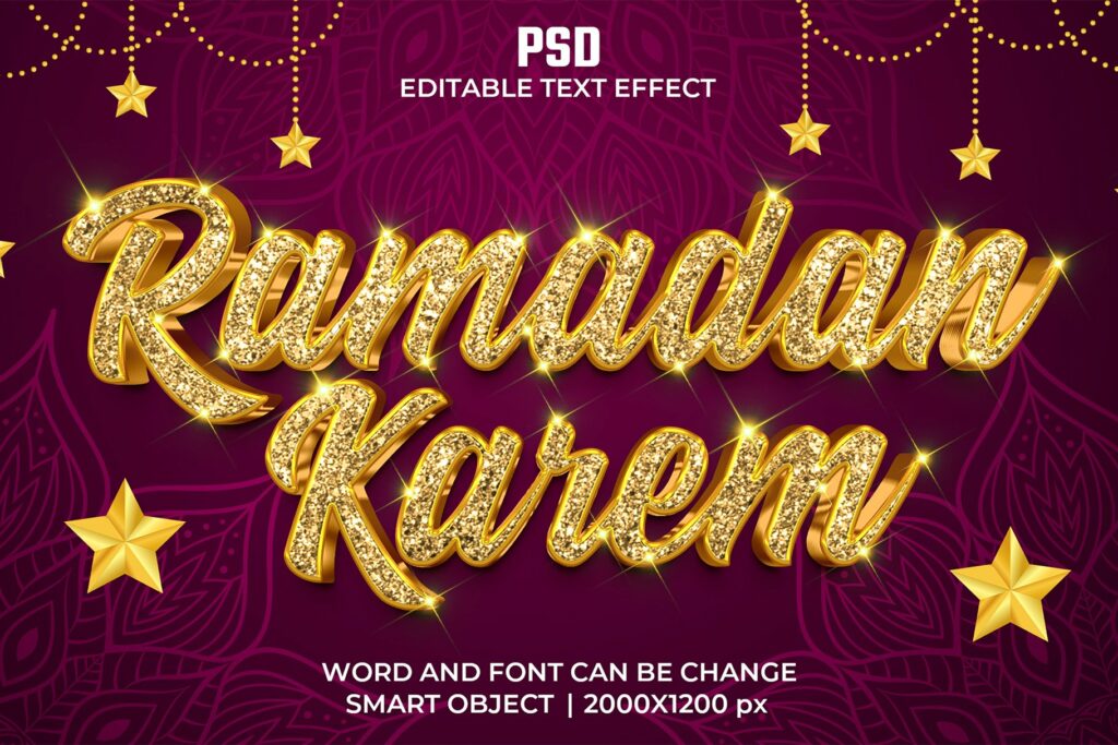 Luxury islamic 3d Psd Text Effect – MasterBundles