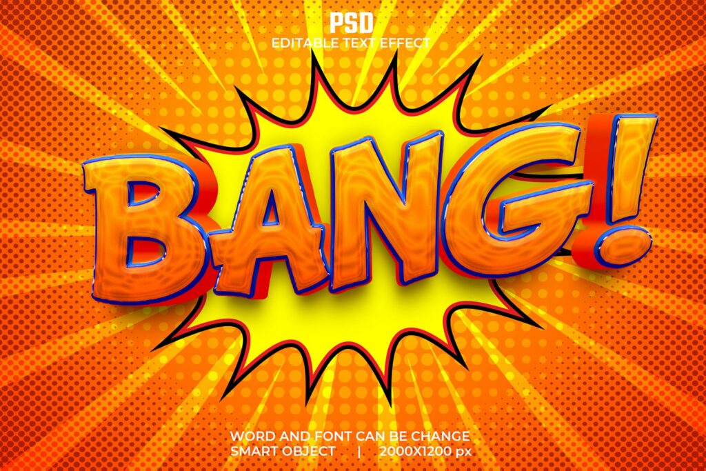 Bang comic 3d Psd Text Effect – MasterBundles