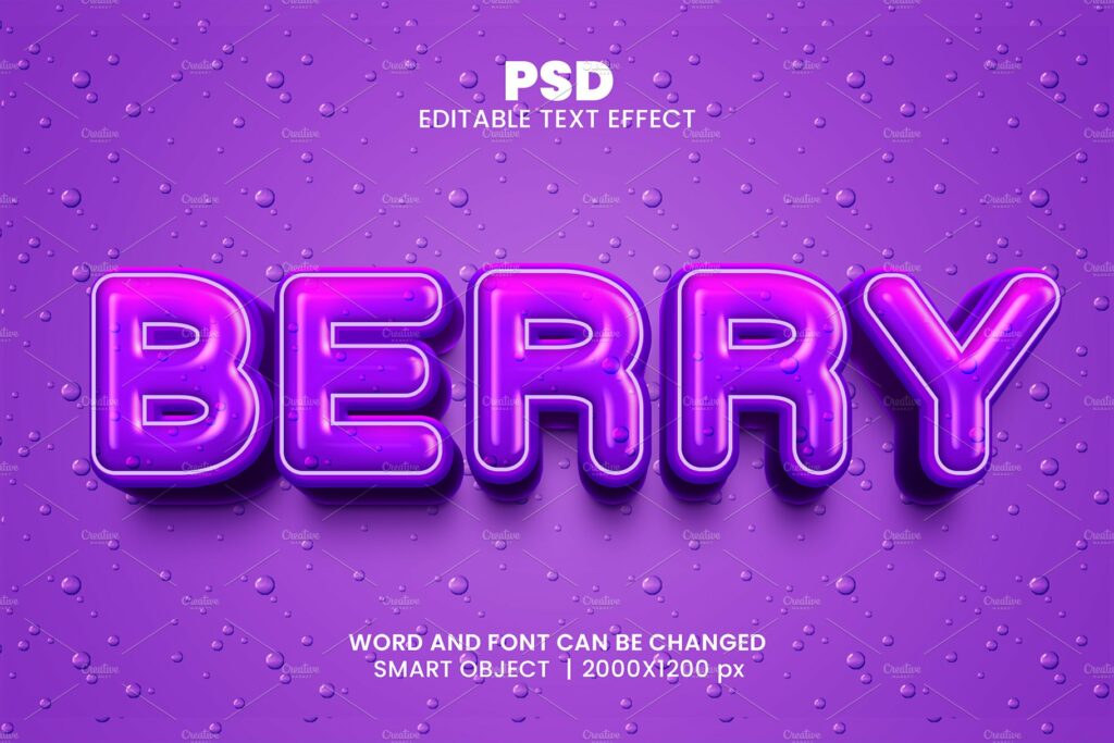 Berry 3D Text Effect for photoshop – MasterBundles
