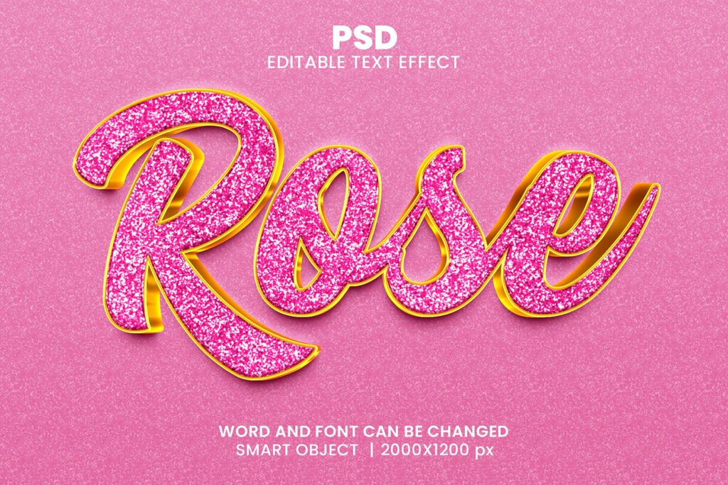 Rose Glitter 3d Editable Text Effect – MasterBundles