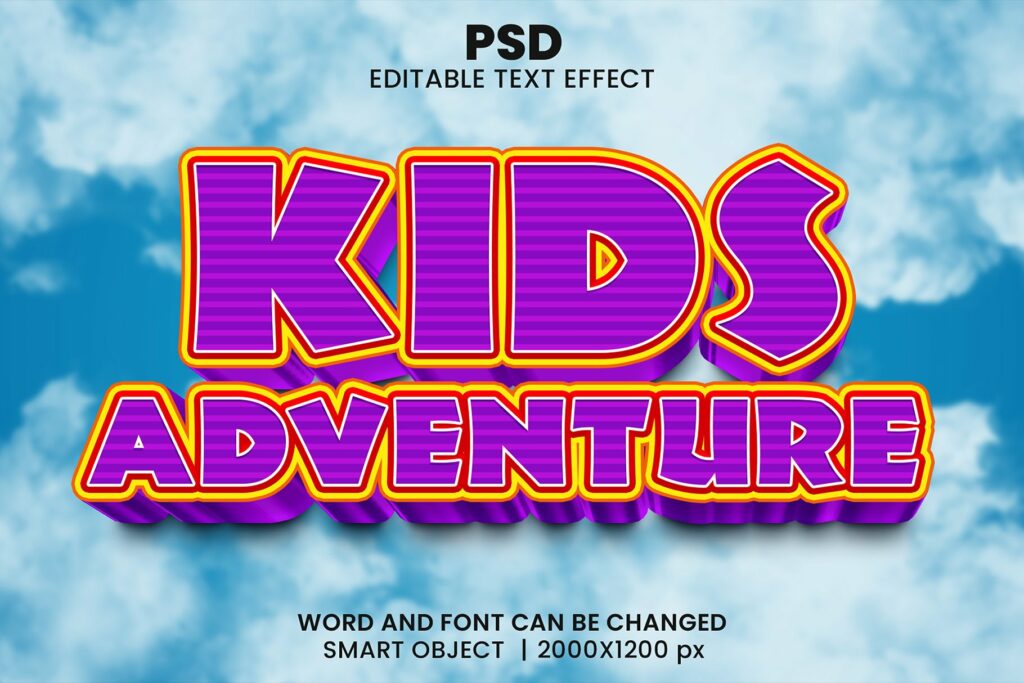 Kids adventure 3d Text Effect – MasterBundles