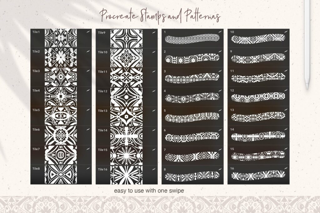 20 Tile Stamps for Procreate and PS – MasterBundles