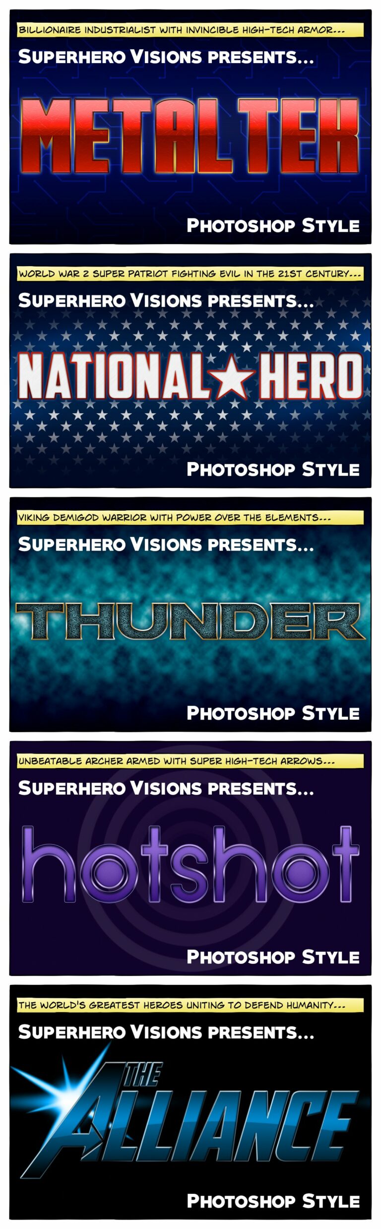 10 Photoshop Styles: Superheroes v1 – MasterBundles