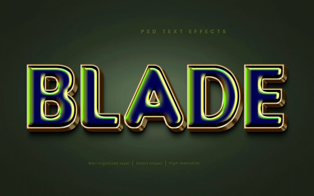 3D Blade editable text effect PSD – MasterBundles