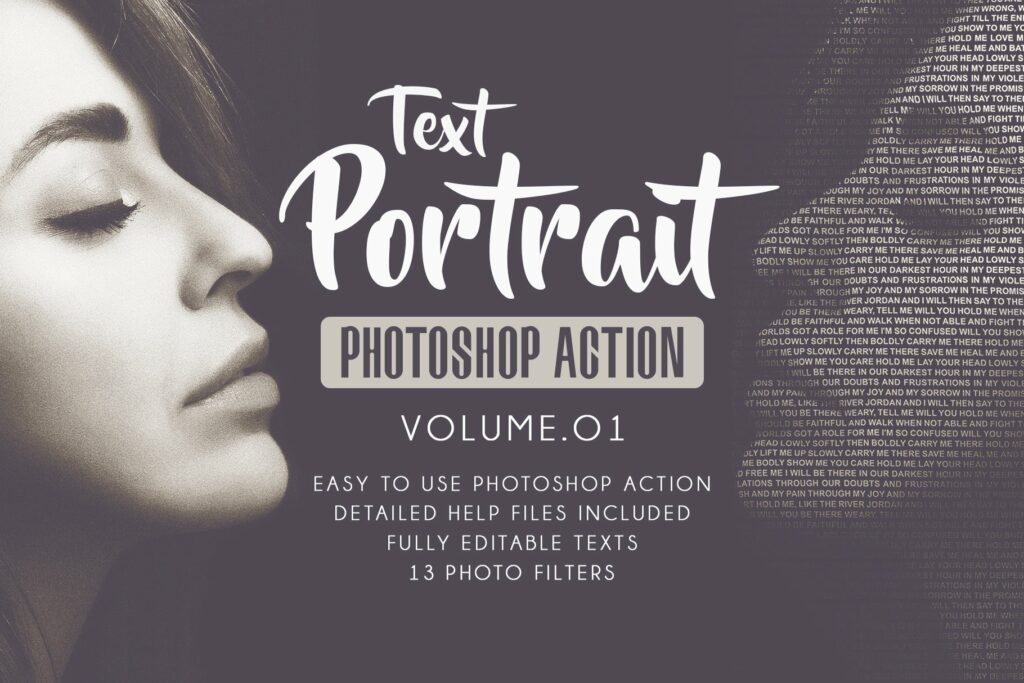 Text Portrait Photoshop Actions – MasterBundles