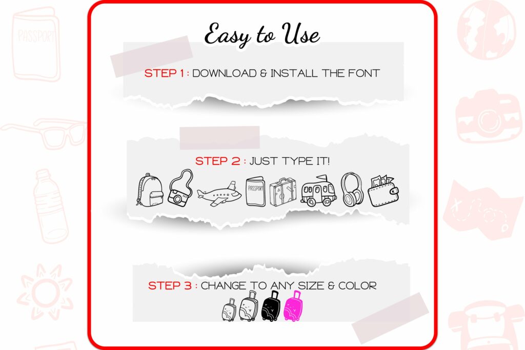 Travel Doodles - Dingbats Font – MasterBundles