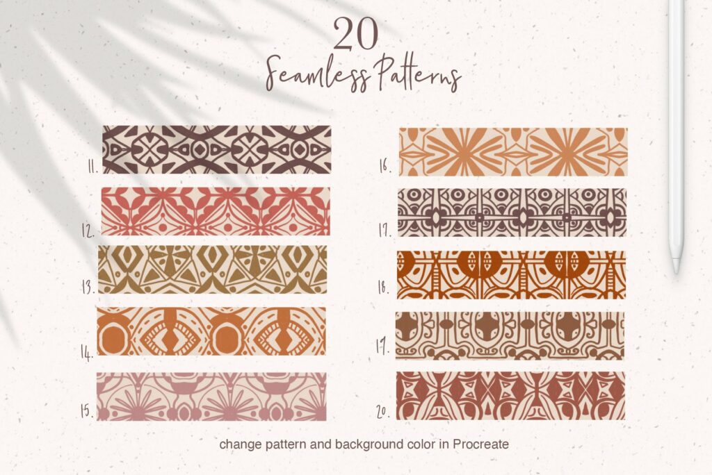 20 Tile Stamps for Procreate and PS – MasterBundles