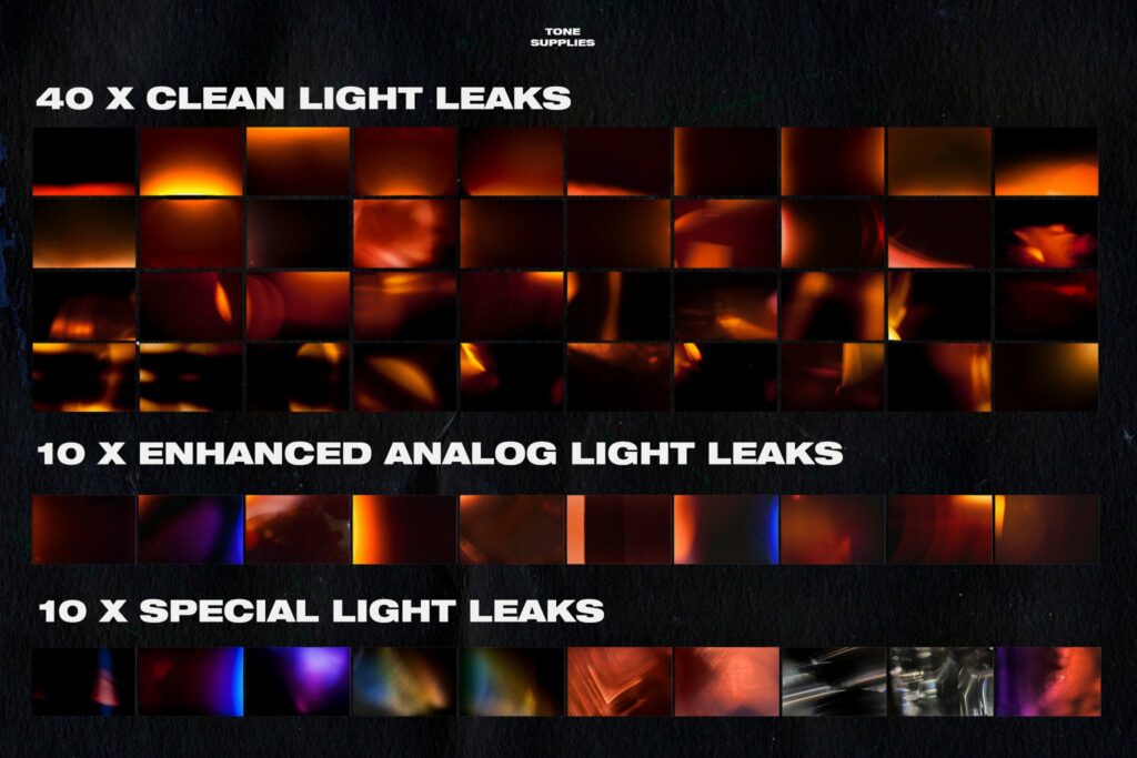 60 Retro Analog Light Leak Overlays – MasterBundles