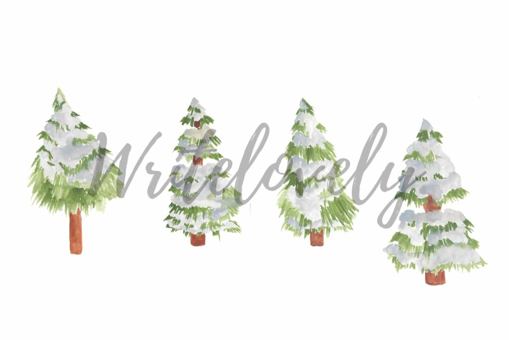 Watercolor Christmas Snow Trees – MasterBundles