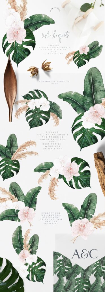 Tropical Summer Wedding Watercolor – MasterBundles