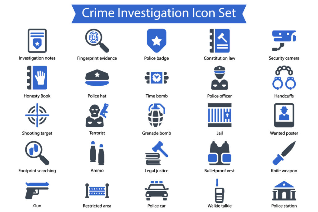Crime Investigation Icon Set - MasterBundles