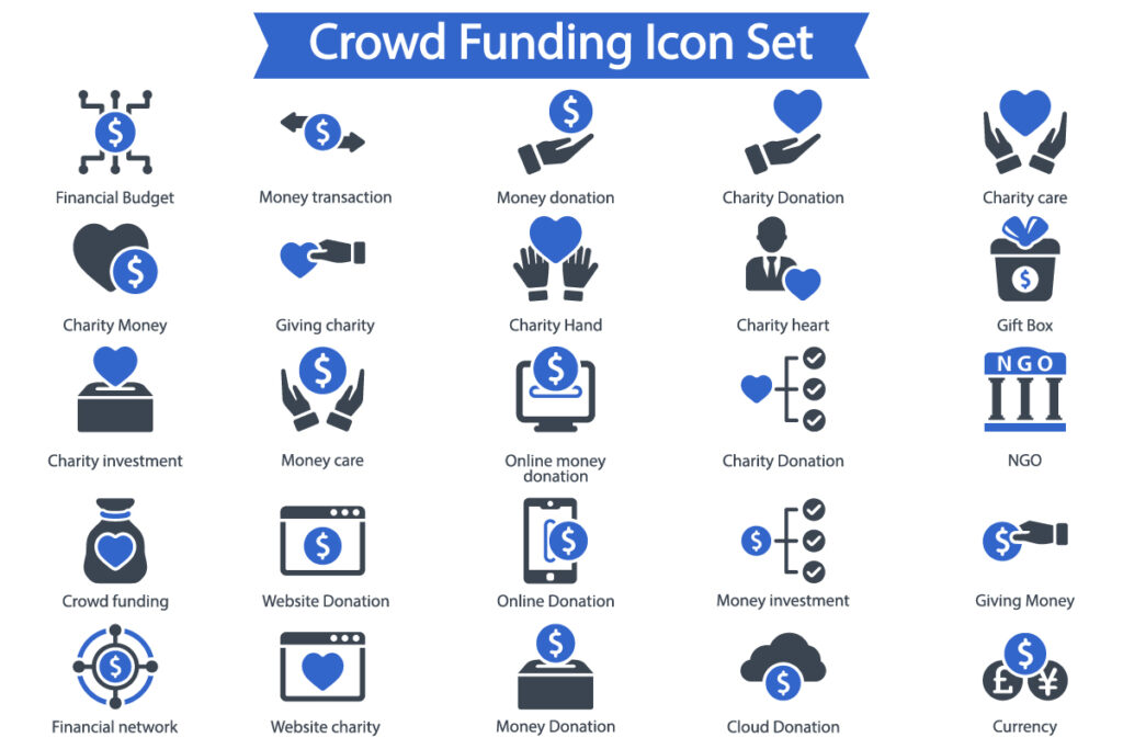 Crowd funding Icon Set - MasterBundles
