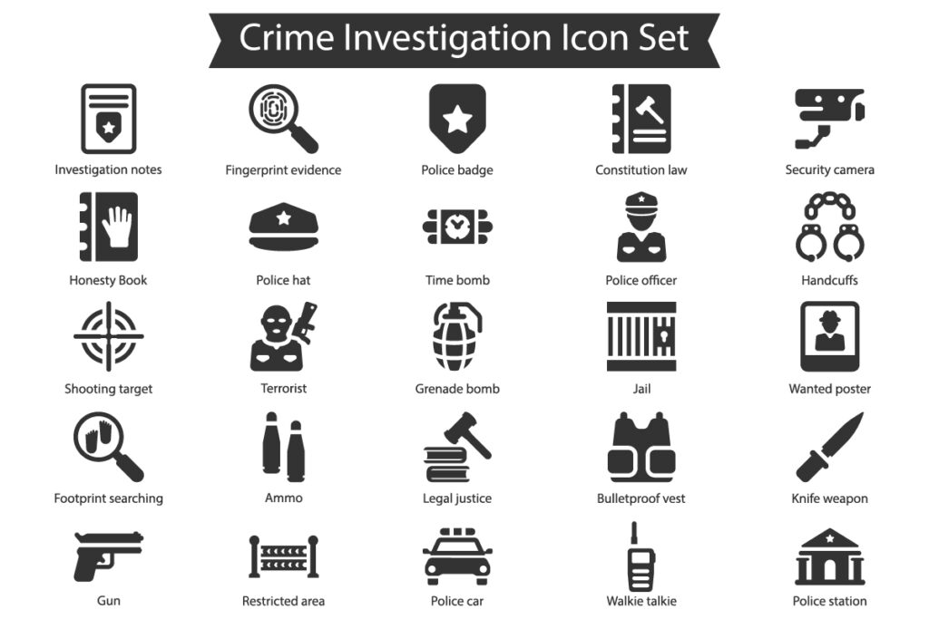 Crime Investigation Icon Set - MasterBundles
