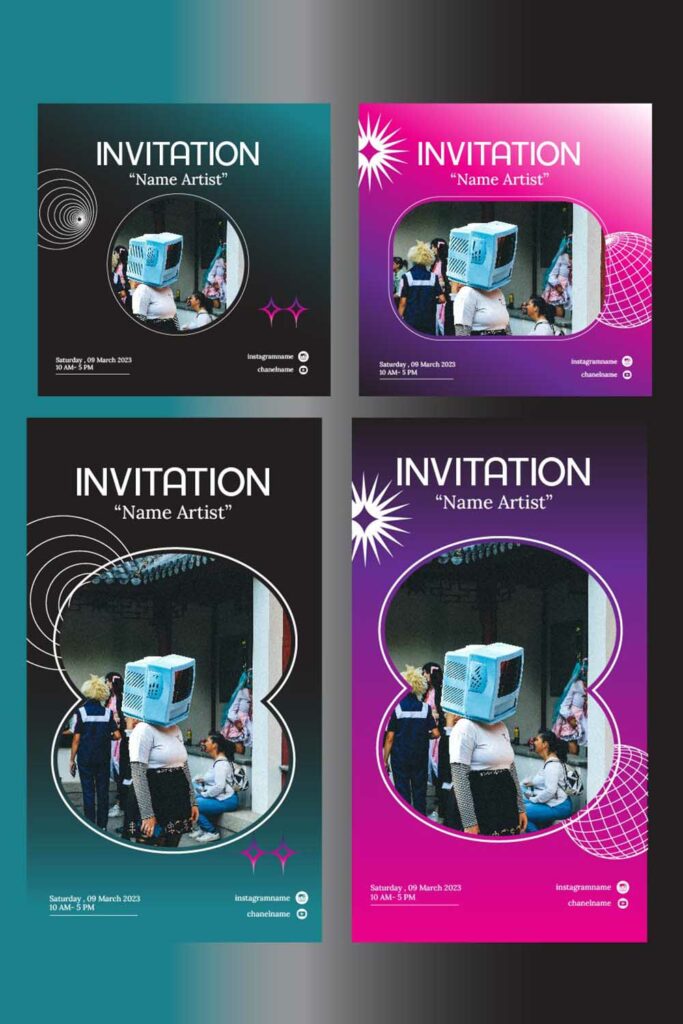 aesthetic instagram template invitation event - MasterBundles