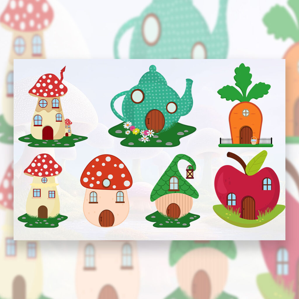 Cute Fairy Mushroom House clipart. - MasterBundles