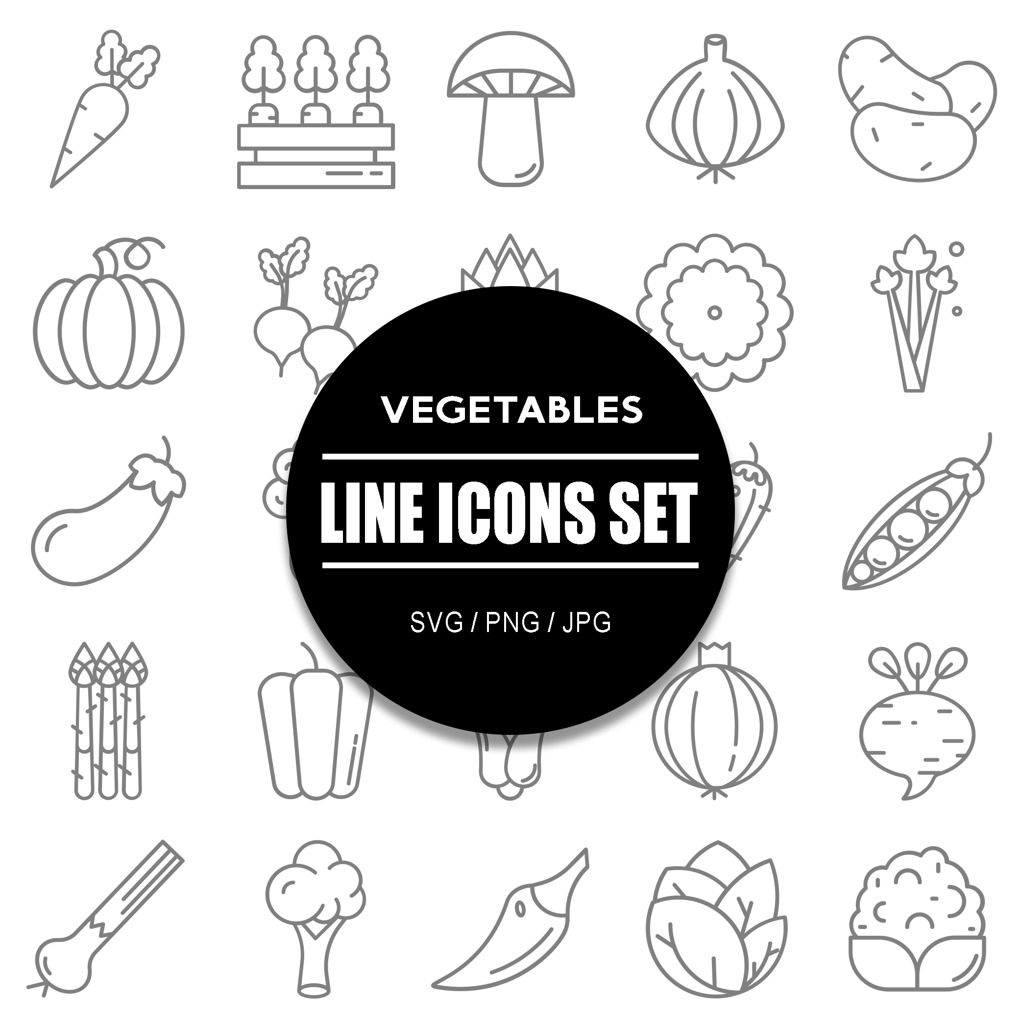 Vegetables Line Icon Set - MasterBundles