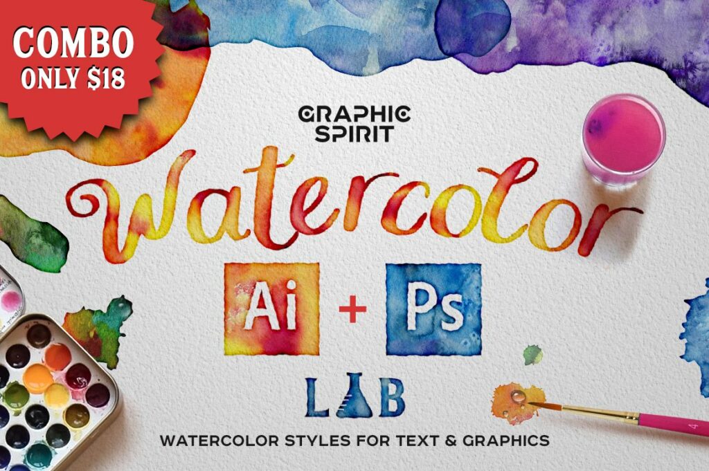 Combo: WATERCOLOR Lab Ai+Ps – MasterBundles