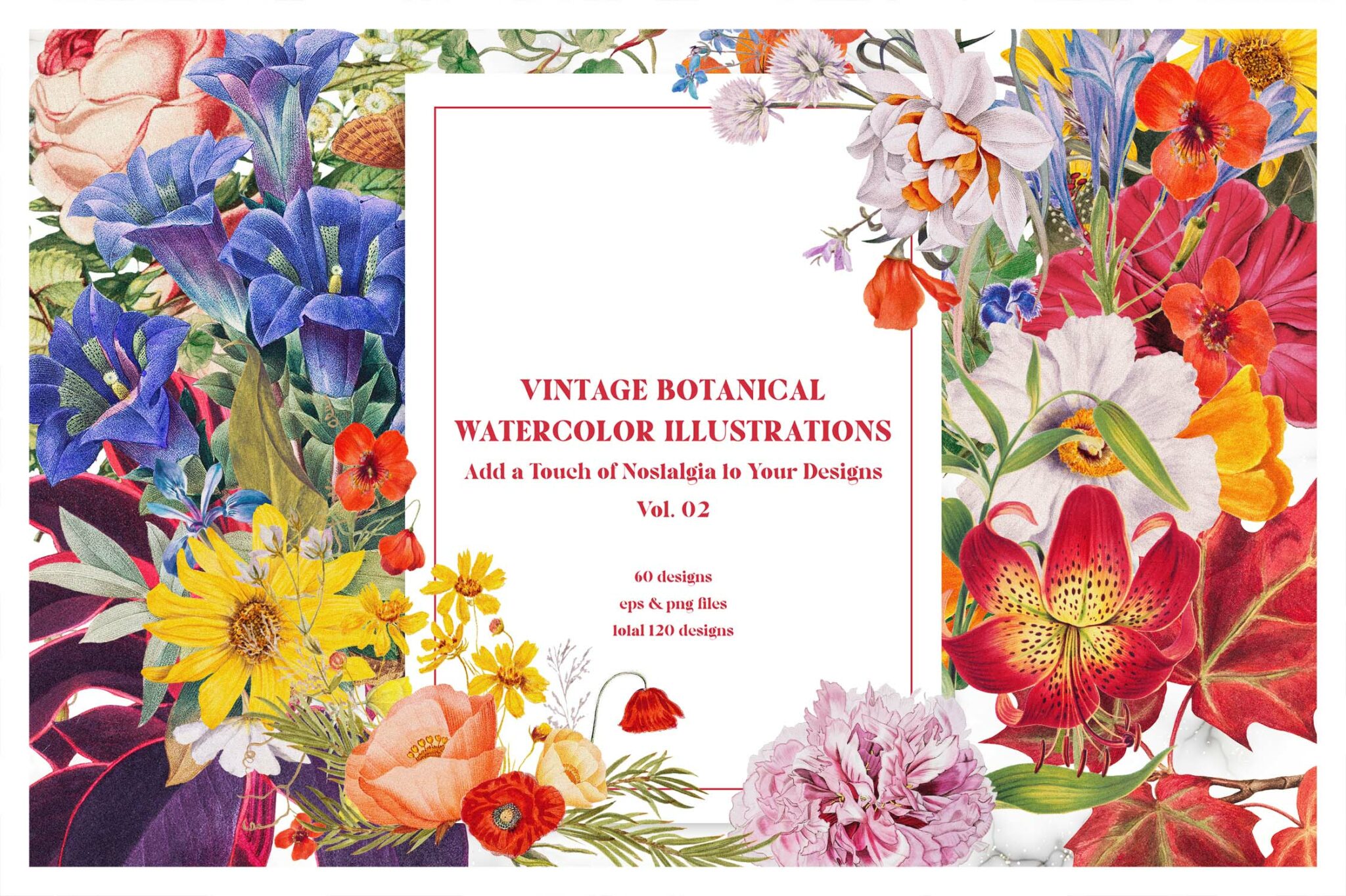 Vintage Botanical Watercolors Vol. 02 - MasterBundles