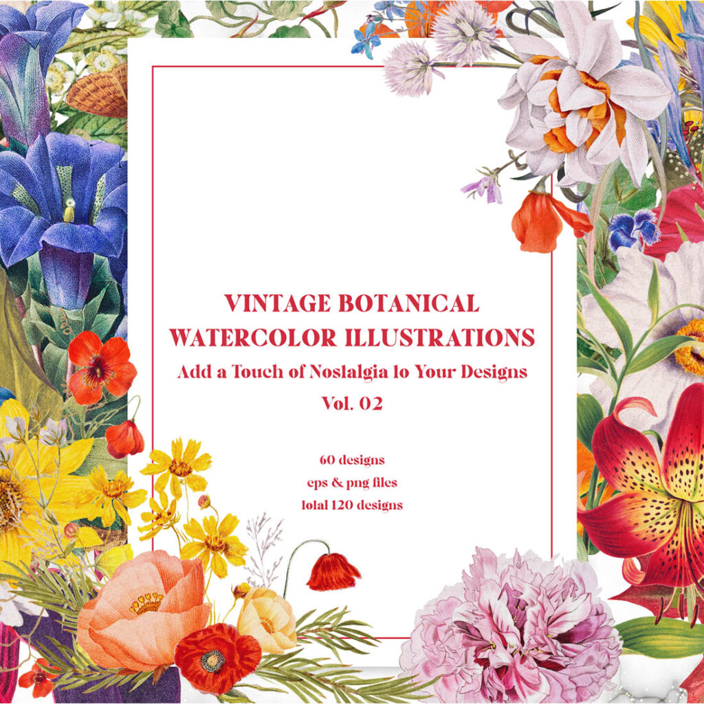 Vintage Botanical Watercolors Vol. 02 - MasterBundles