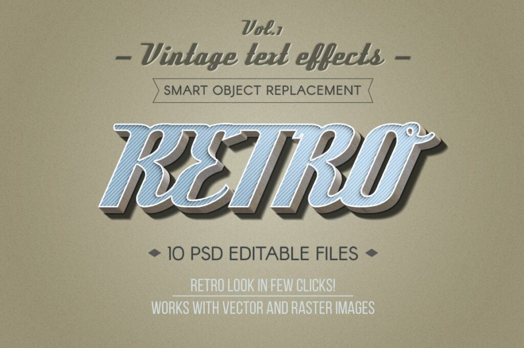 Retro Vintage Text Effects Vol.1 – MasterBundles