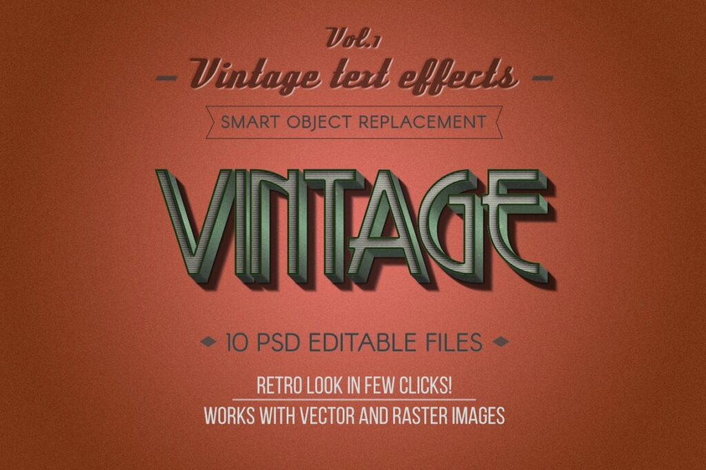 Retro Vintage Text Effects Vol.1 – MasterBundles