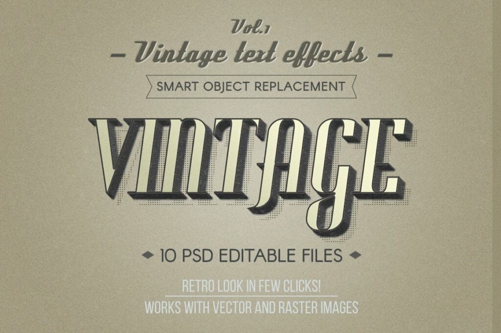 Retro Vintage Text Effects Vol.1 – MasterBundles