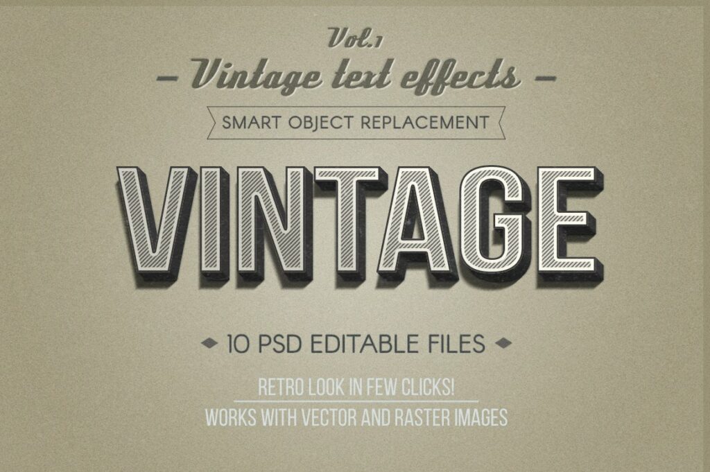 Retro Vintage Text Effects Vol.1 – MasterBundles